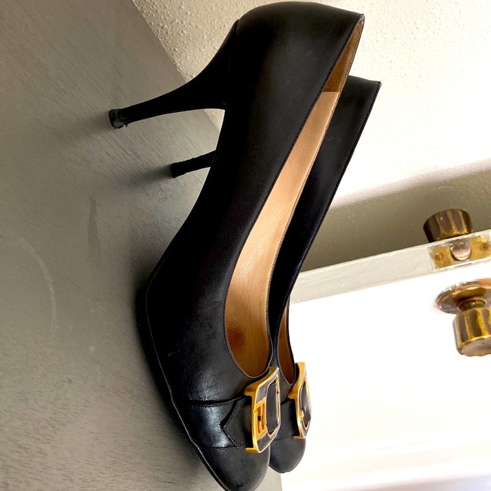 Fendi 3” Leather Pointed Toes Heels - Gem